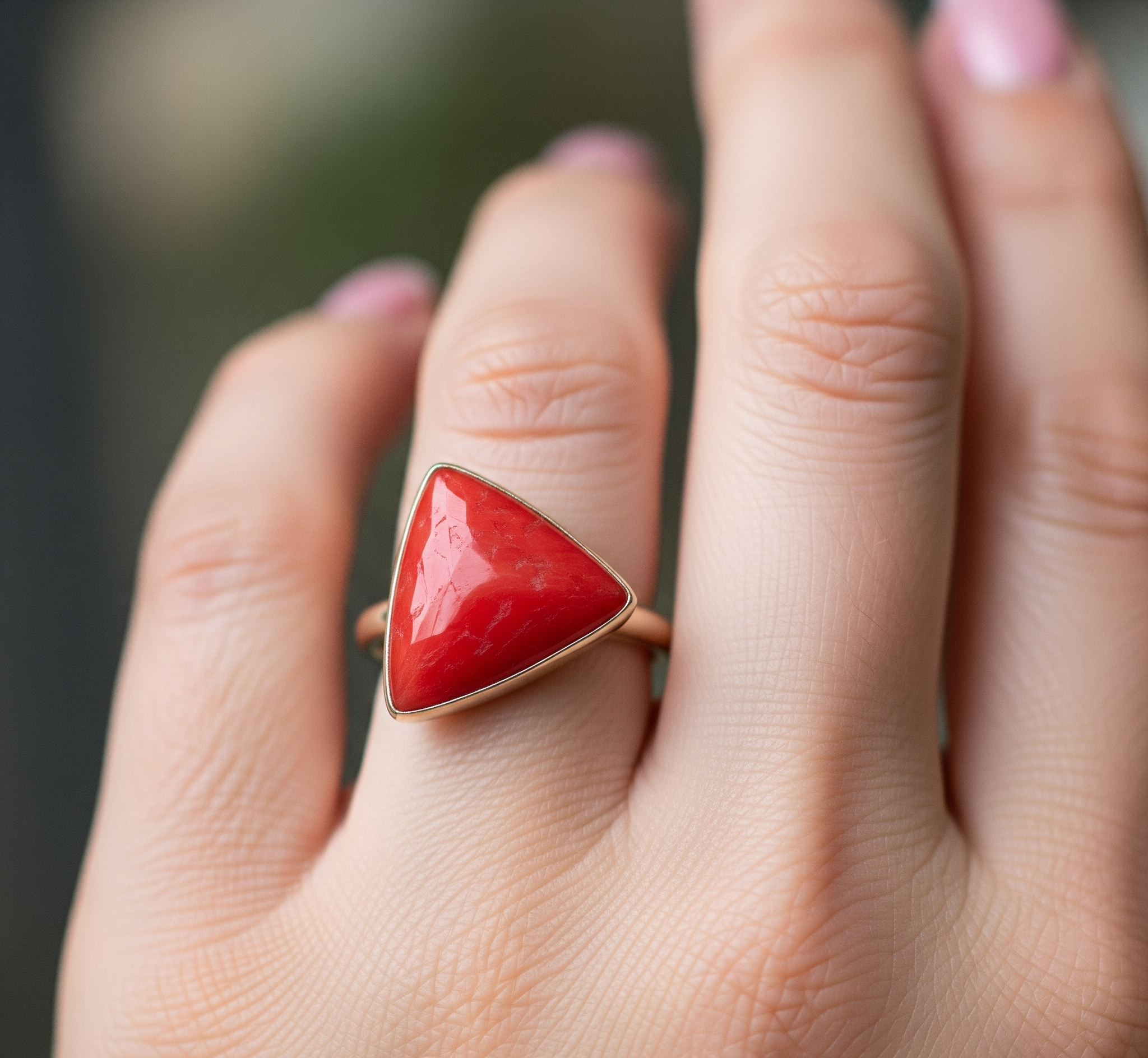 How to Wear a Triangular Red Coral Ring - Pmkk Gems